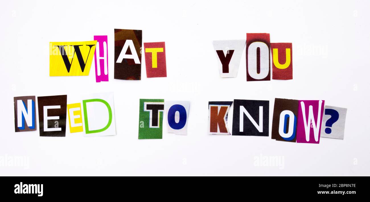 A word writing text showing concept of What You Need to Know question ...