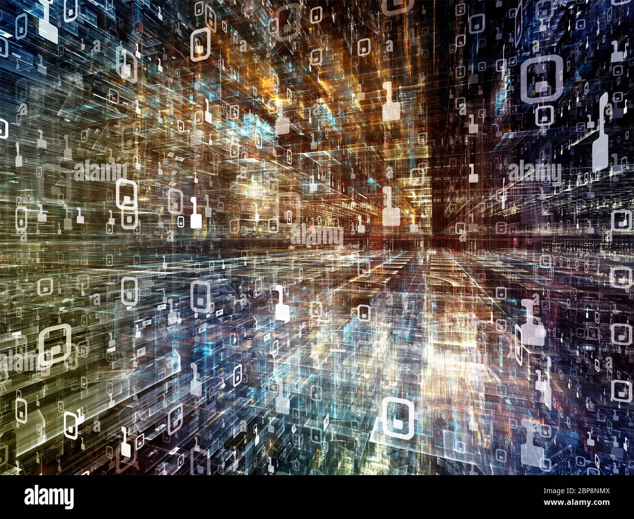 Lights of Digital World Digital City series. Arrangement of three ...