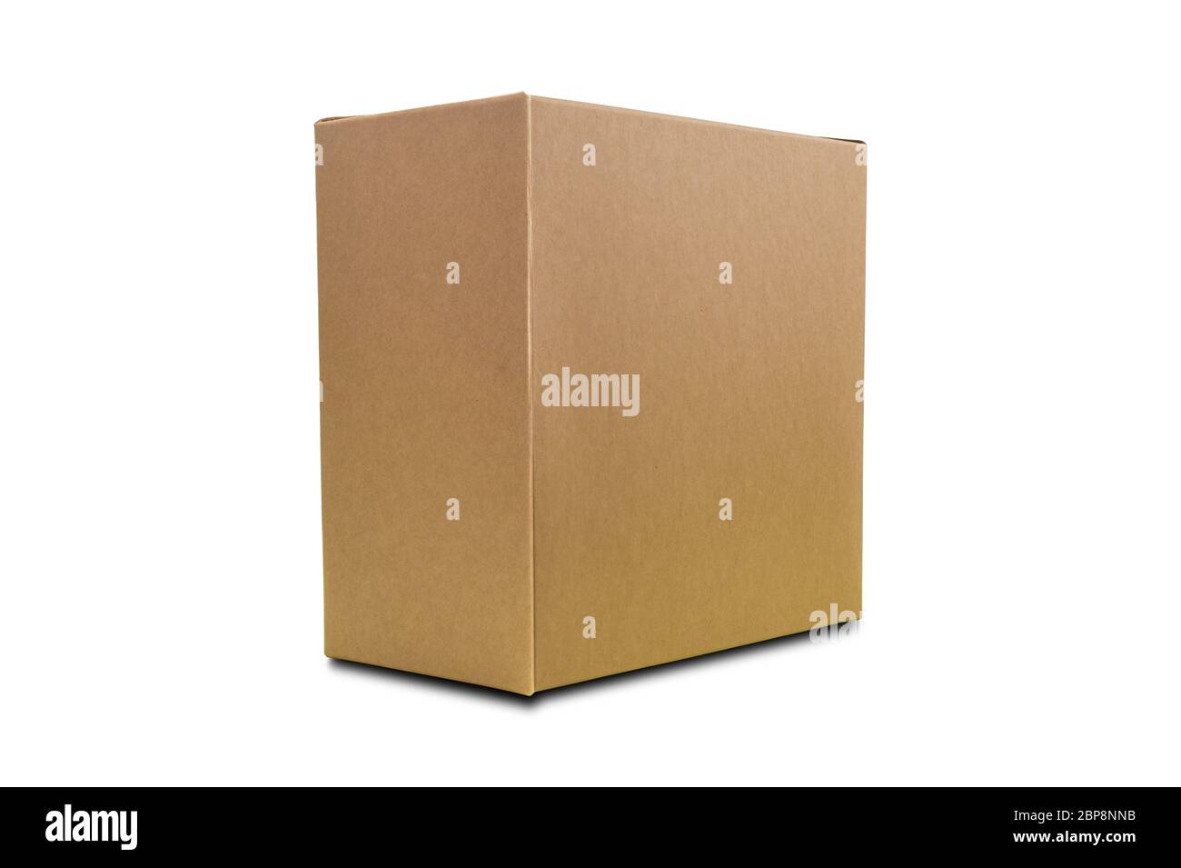 Carton boxes are arranged in a row diagonally, Isolated on a white ...