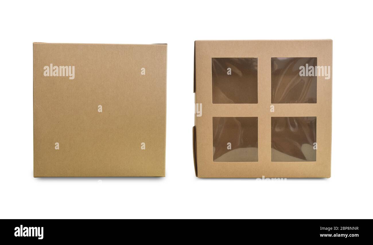 Cardboard box Isolated on white background. Front and back view Stock ...