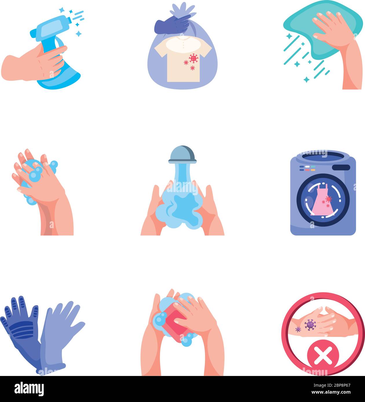 set of icons with methods of prevention of coronavirus infection vector ...