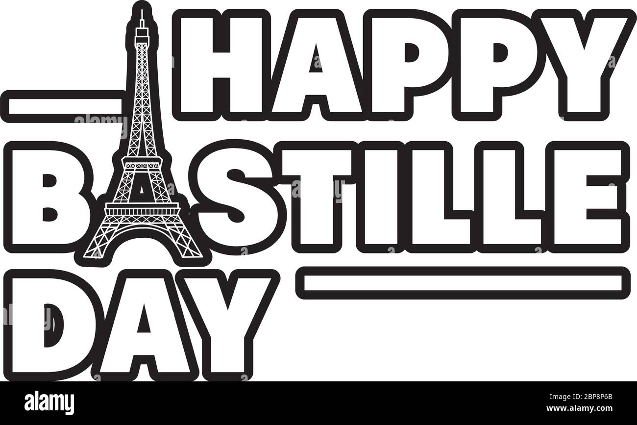 bastille day lettering with eiffel tower line style Stock Vector Image ...