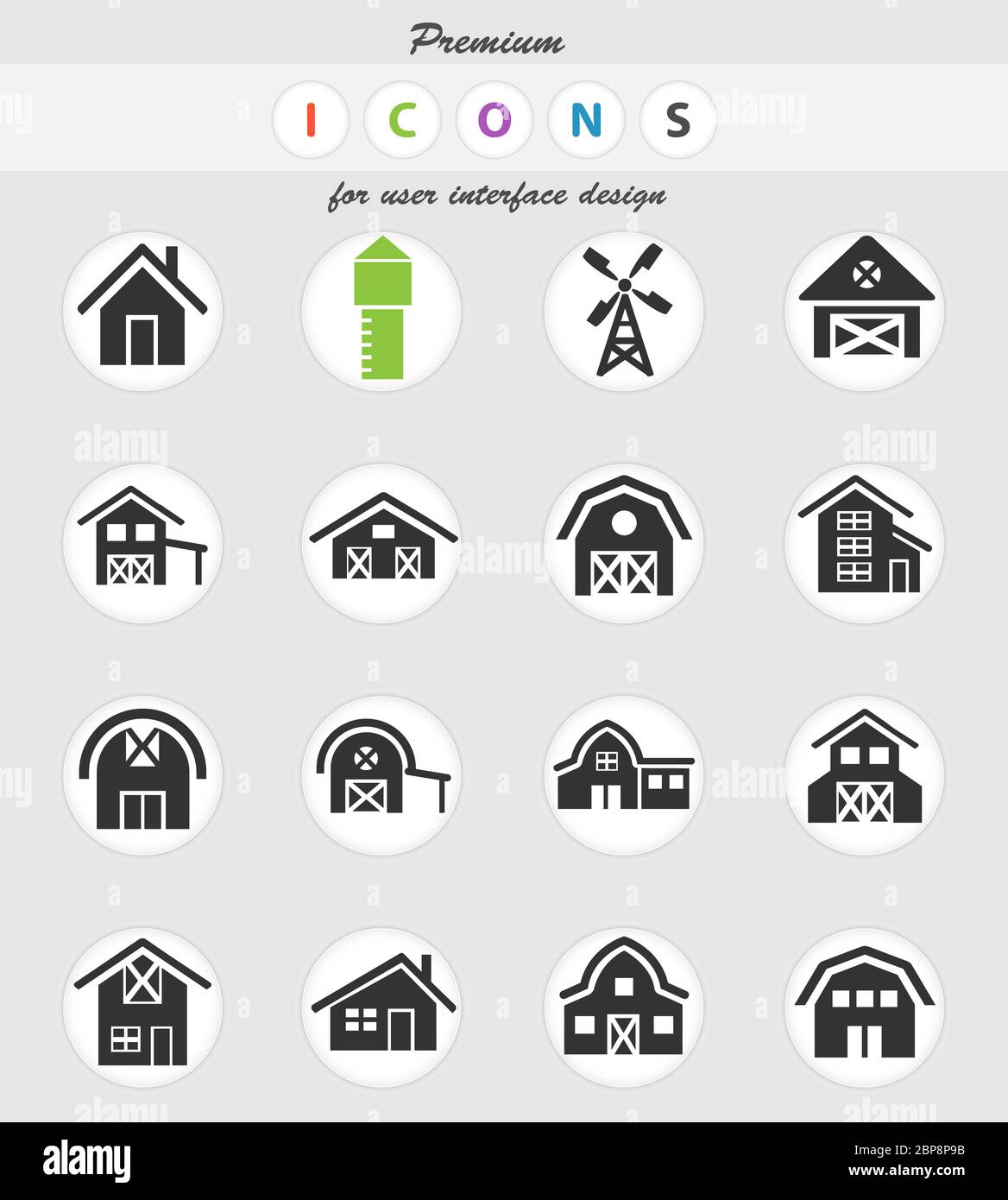 farm building web icons for user interface design Stock Photo - Alamy
