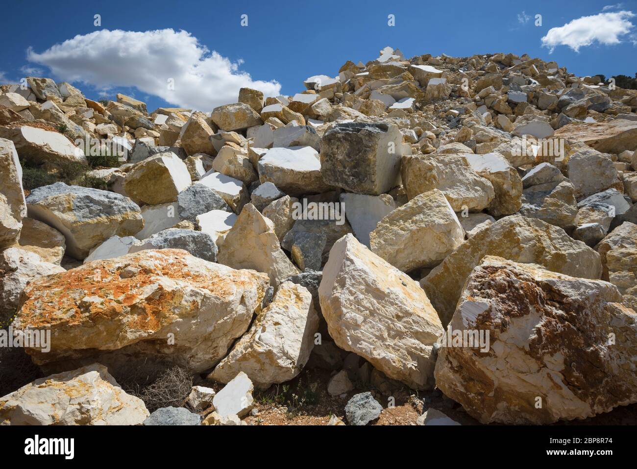 broken marble blocks on heap on hill of marble mine Stock Photo - Alamy