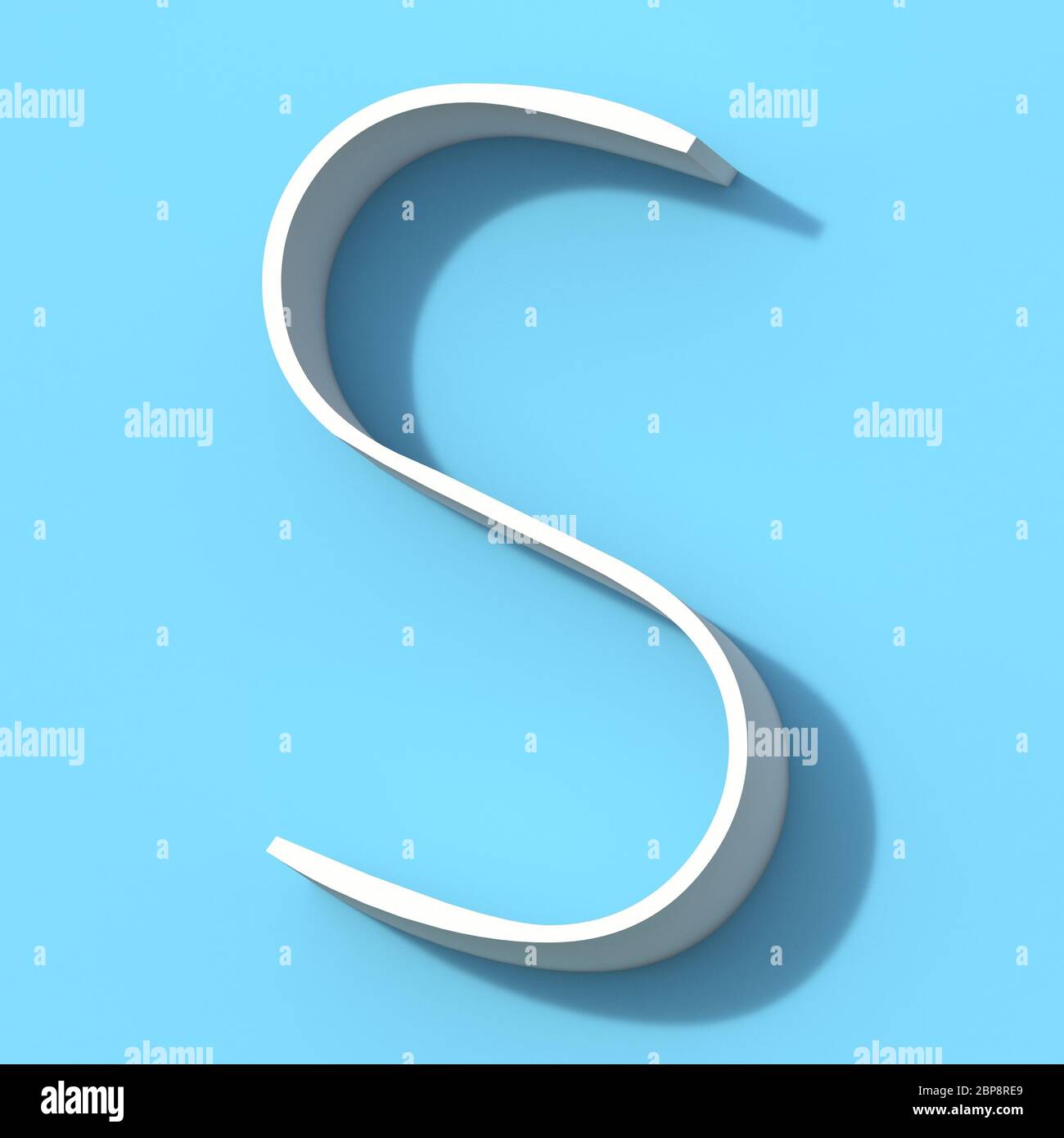 Line font with shadow Letter S 3D rendering illustration on blue ...
