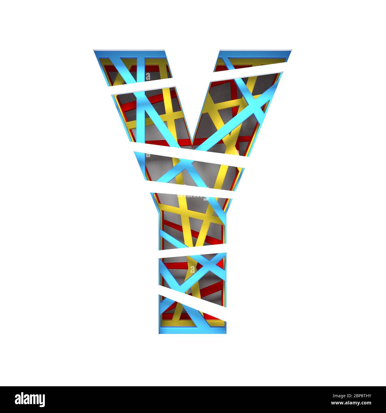 Colorful paper cut out font Letter Y 3D render illustration isolated on ...