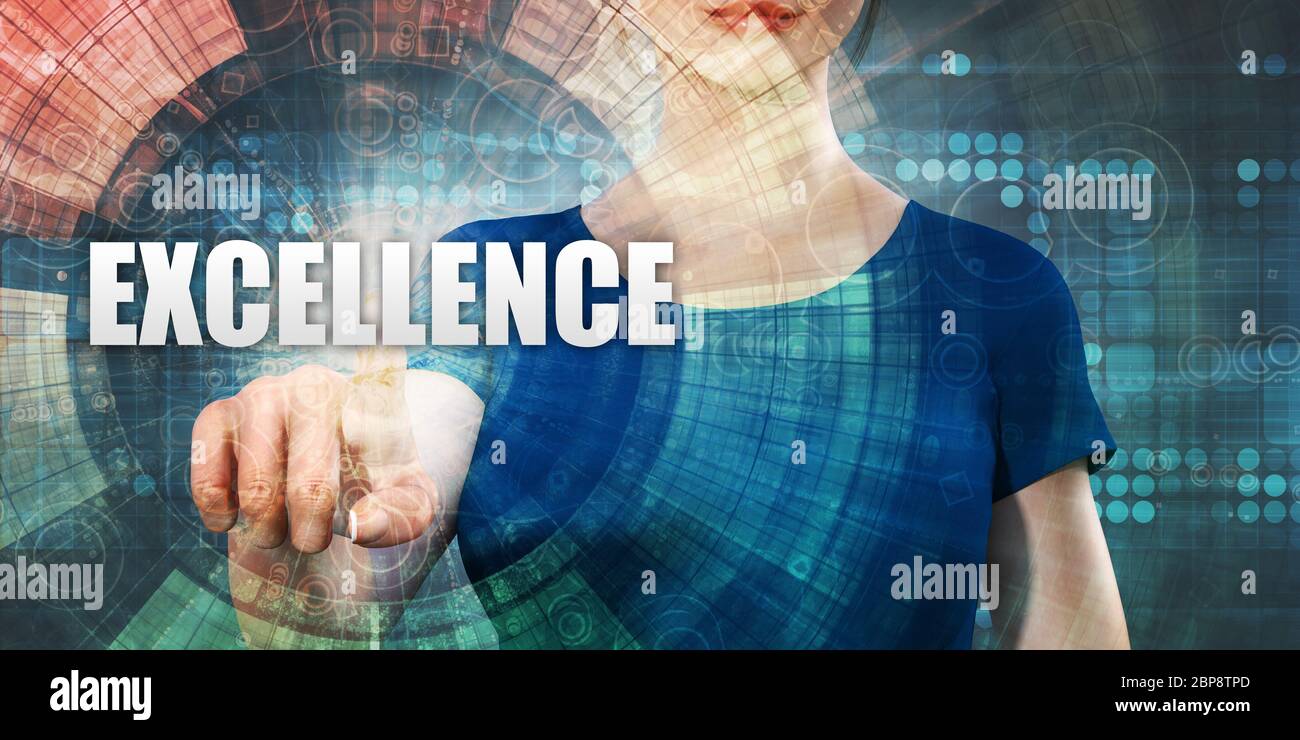 Excellence Technology With Woman Pressing on Screen Stock Photo - Alamy