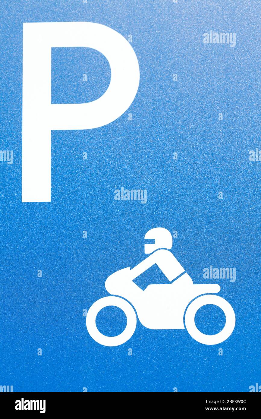 Road sign motorcycle parking lot, Germany, Europe Stock Photo - Alamy