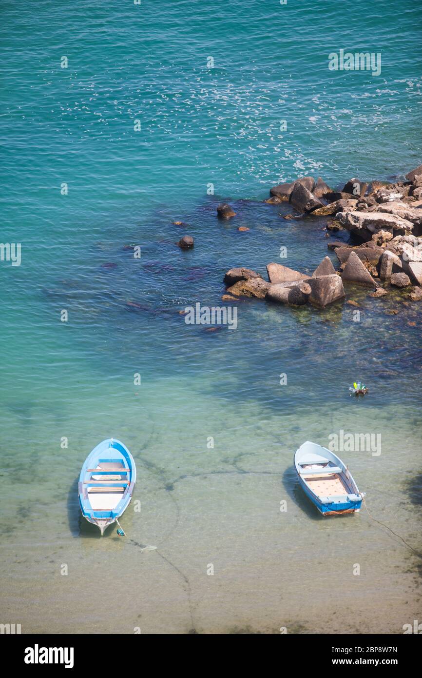 Aerial view two small boats hi-res stock photography and images - Alamy