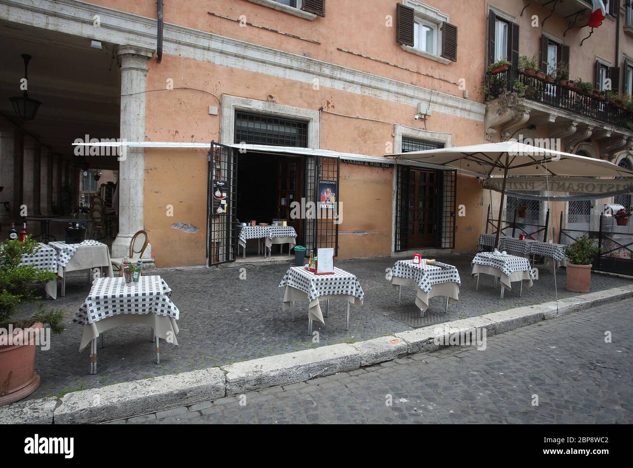Rome, Italy. 18th May, 2020. Rome, Restaurants in Piazza Navona, in the ...
