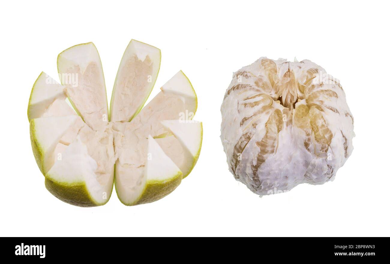 Step 3: pull apart the skin and the edible core of the pomelo. On the ...