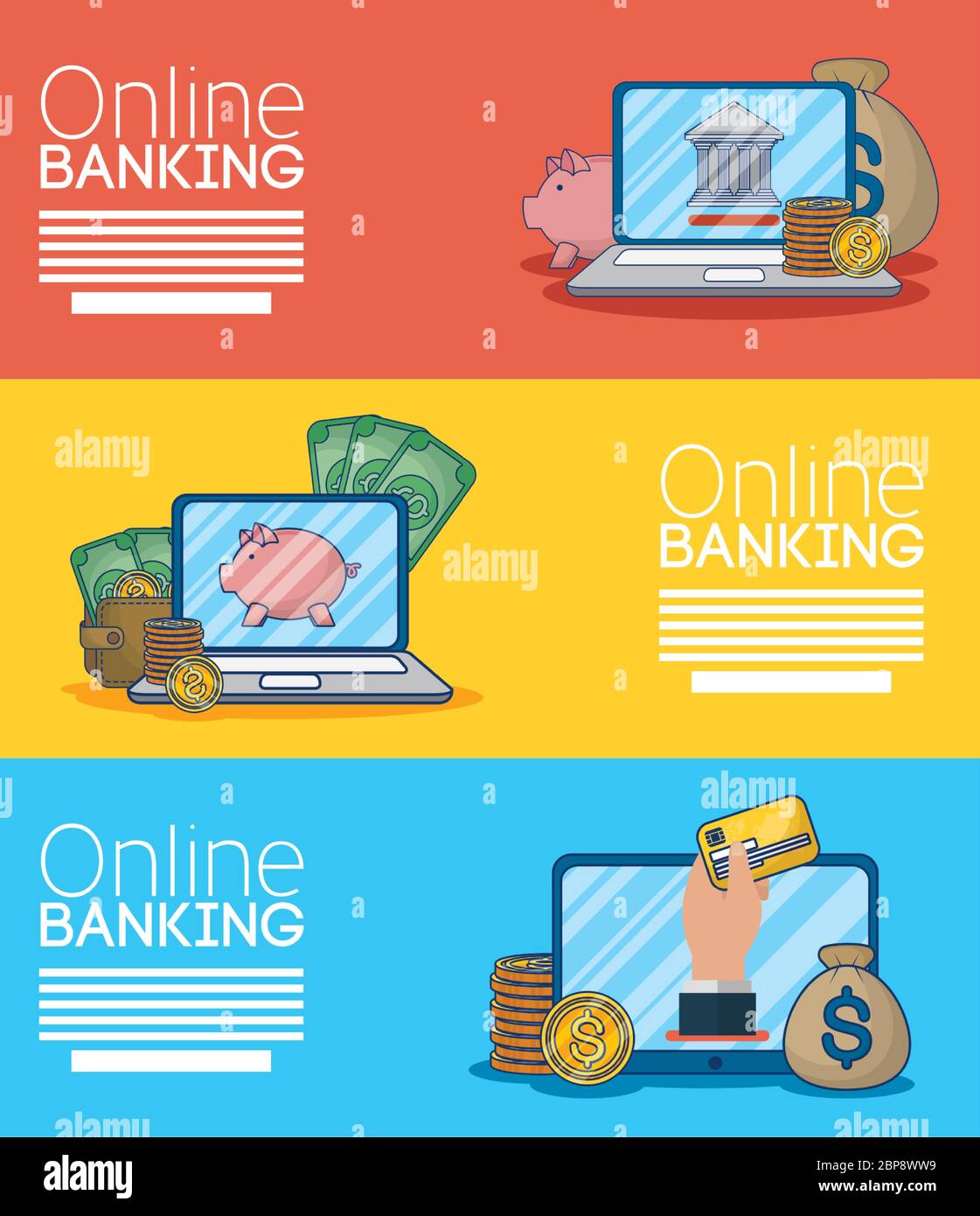 banking online technology with electronic devices Stock Vector Image ...