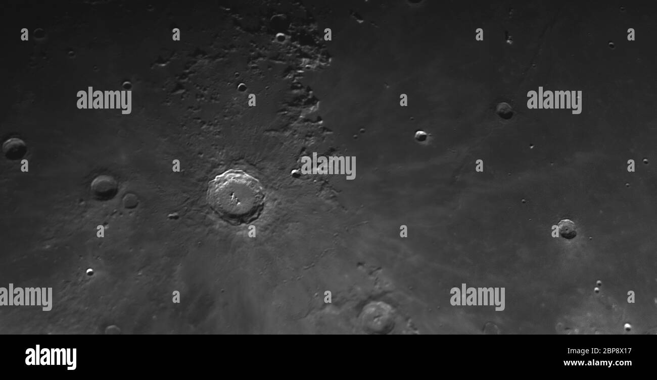 Copernicus crater region of the lunar surface, photographed from London ...