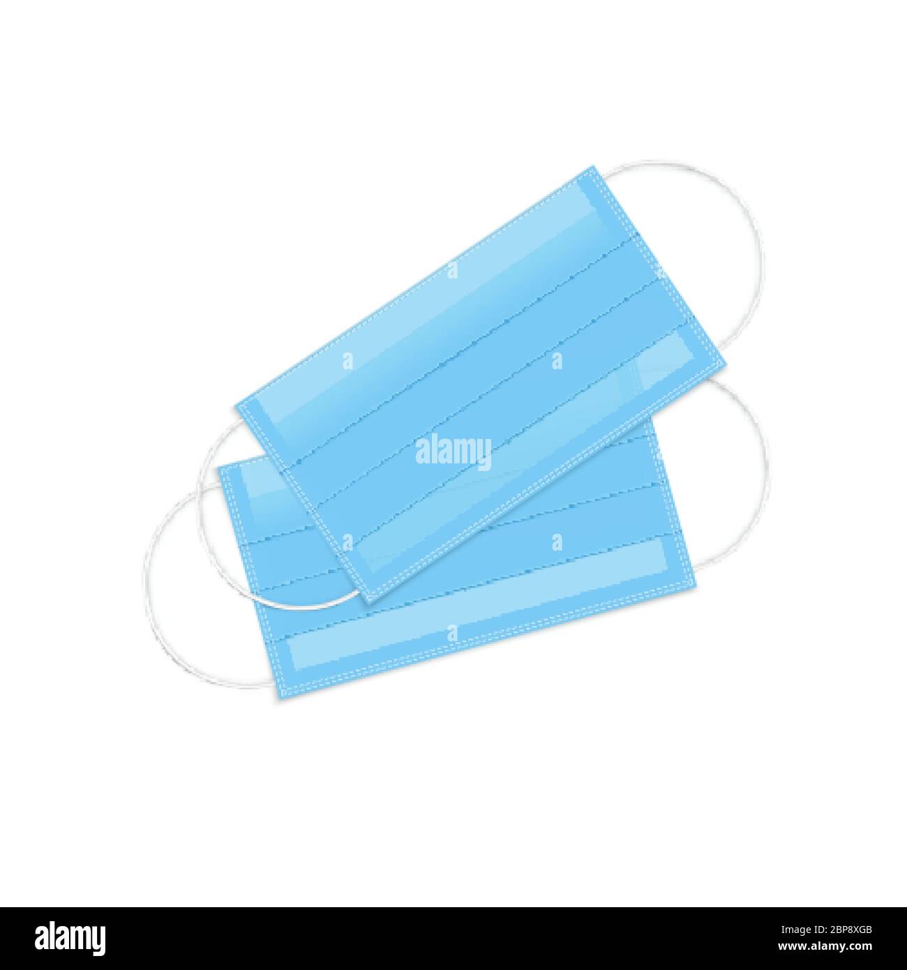 Realistic blue breathing respiratory mask. Medical face mask. Viruses and disease protection ...