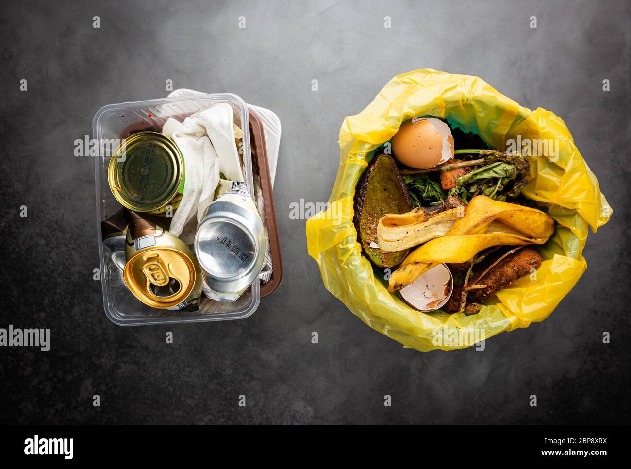 Organic food wastes in a bucket, shot from above. Zero waste, recycle ...