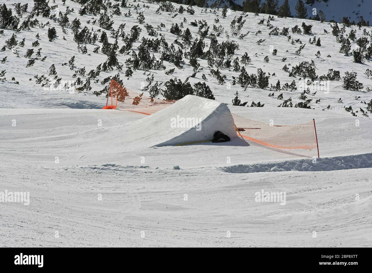Snowboard Ramp for Big Jumps at Mountain Stock Photo - Alamy