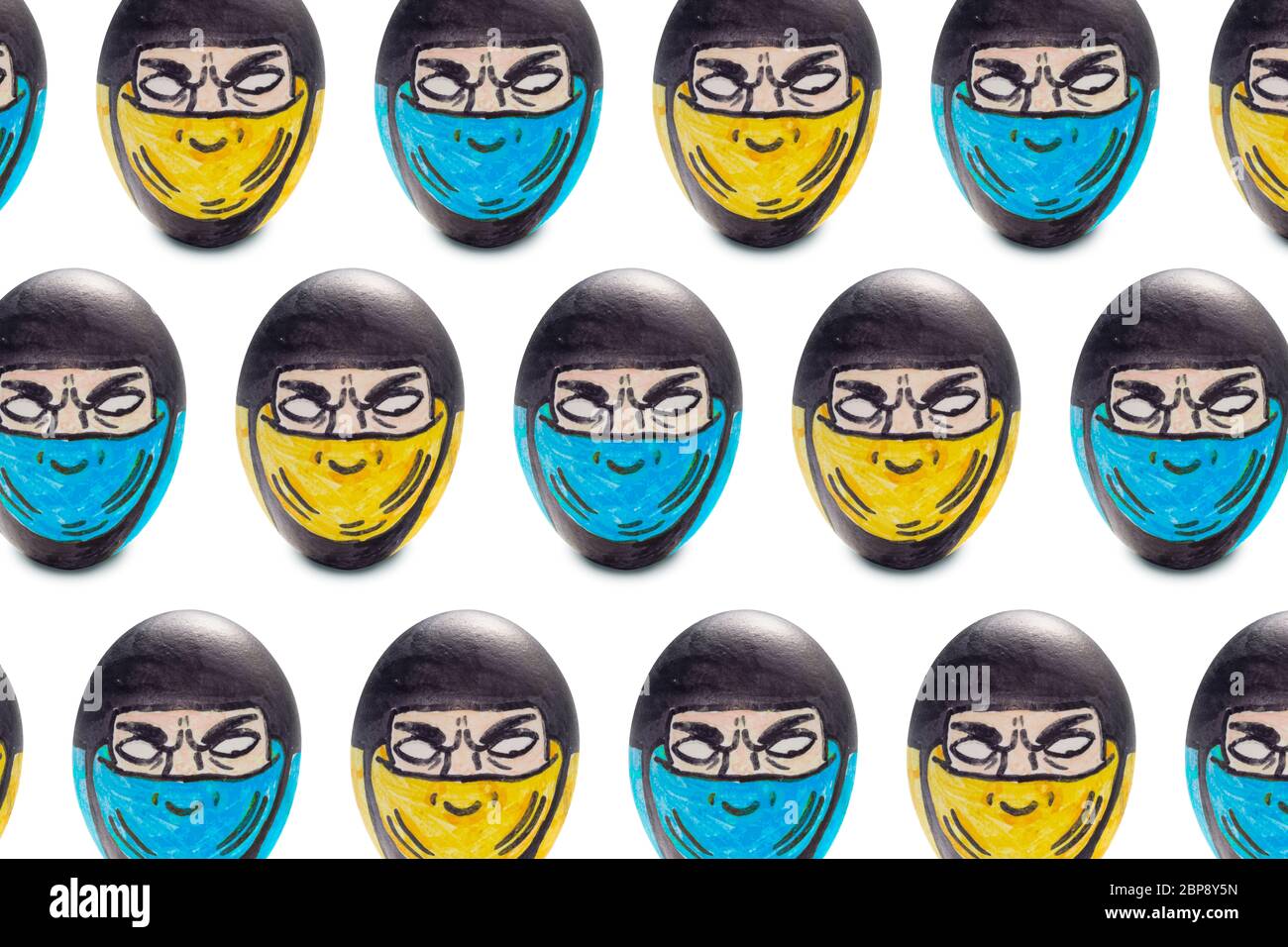 Colorful painted Easter egg fighter ninja warrior pattern in isolated ...
