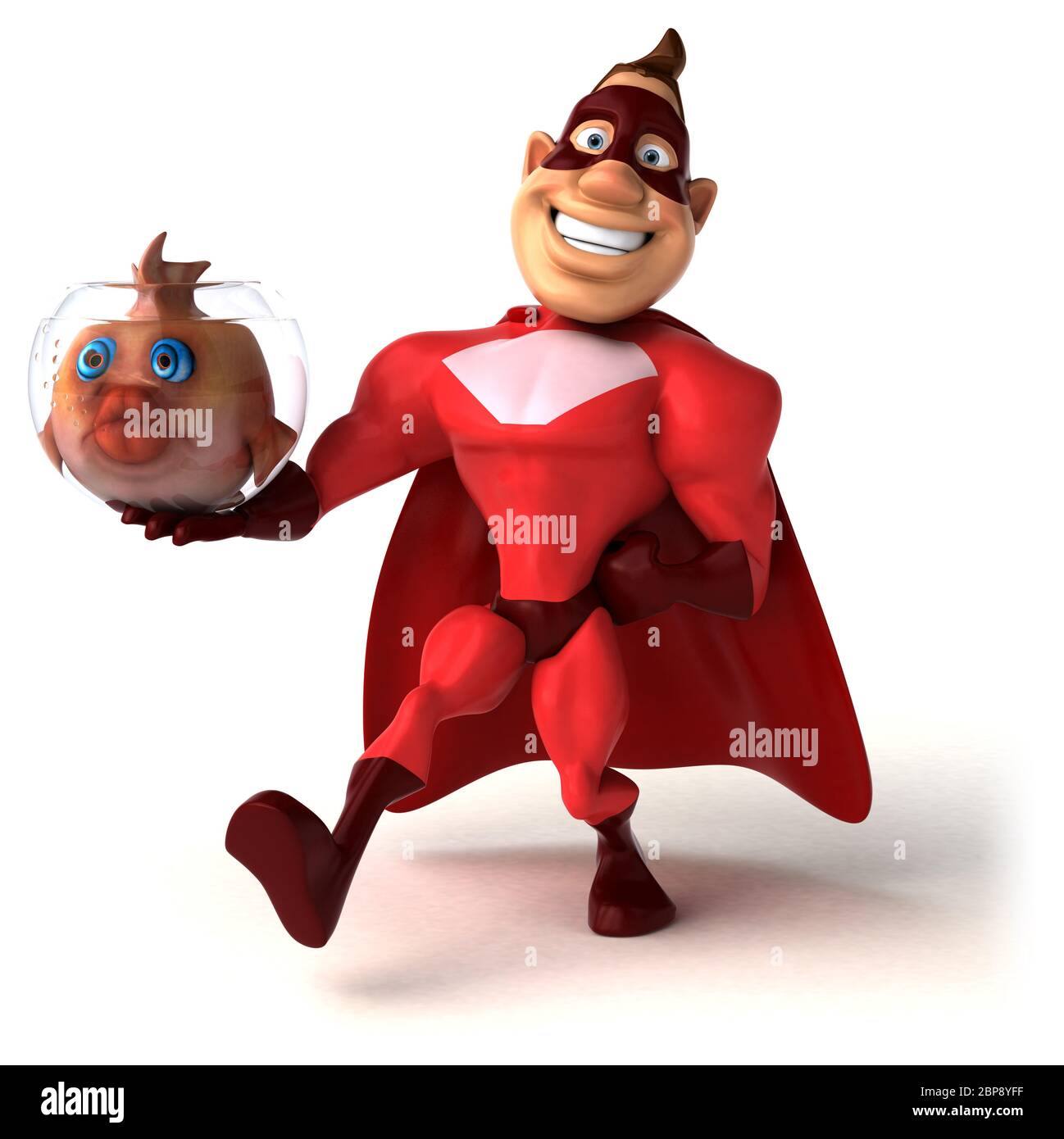 Fun superhero - 3D Illustration Stock Photo - Alamy