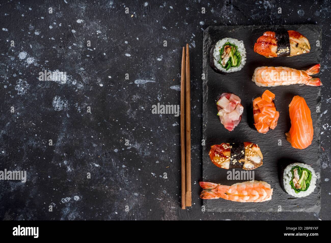 Japanese food. Big sushi set. Assorted set of various sashimi, maki and ...