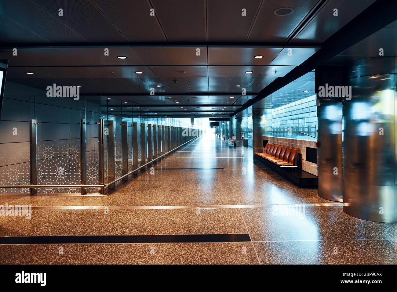 Modern interior of empty airport. Travel, architecture concept Stock ...