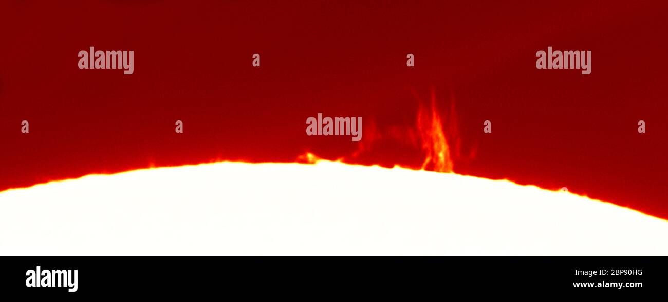 solar prominences photographed with solar hydrogen alpha filter Stock ...