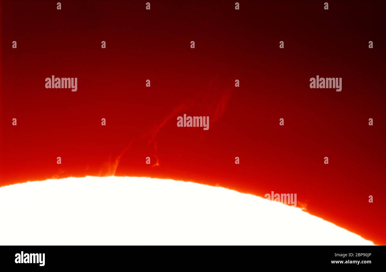 large prominence on the solar limb photographed in narrowband Hydrogen ...