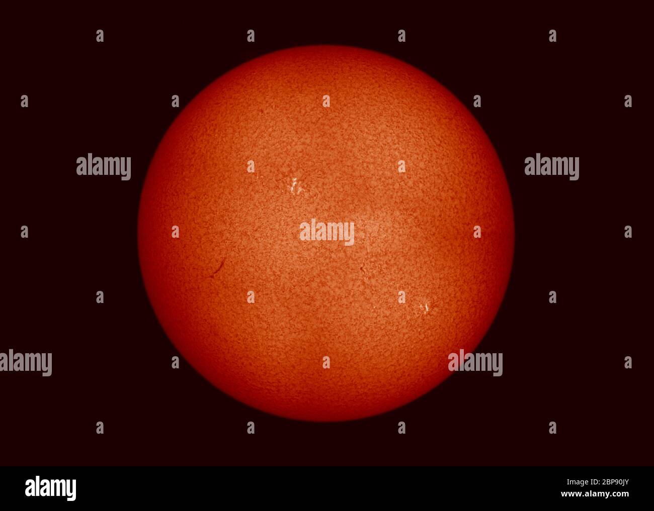 the sun photographed in narrowband Hydrogen alpha spectral line, 20.5. ...
