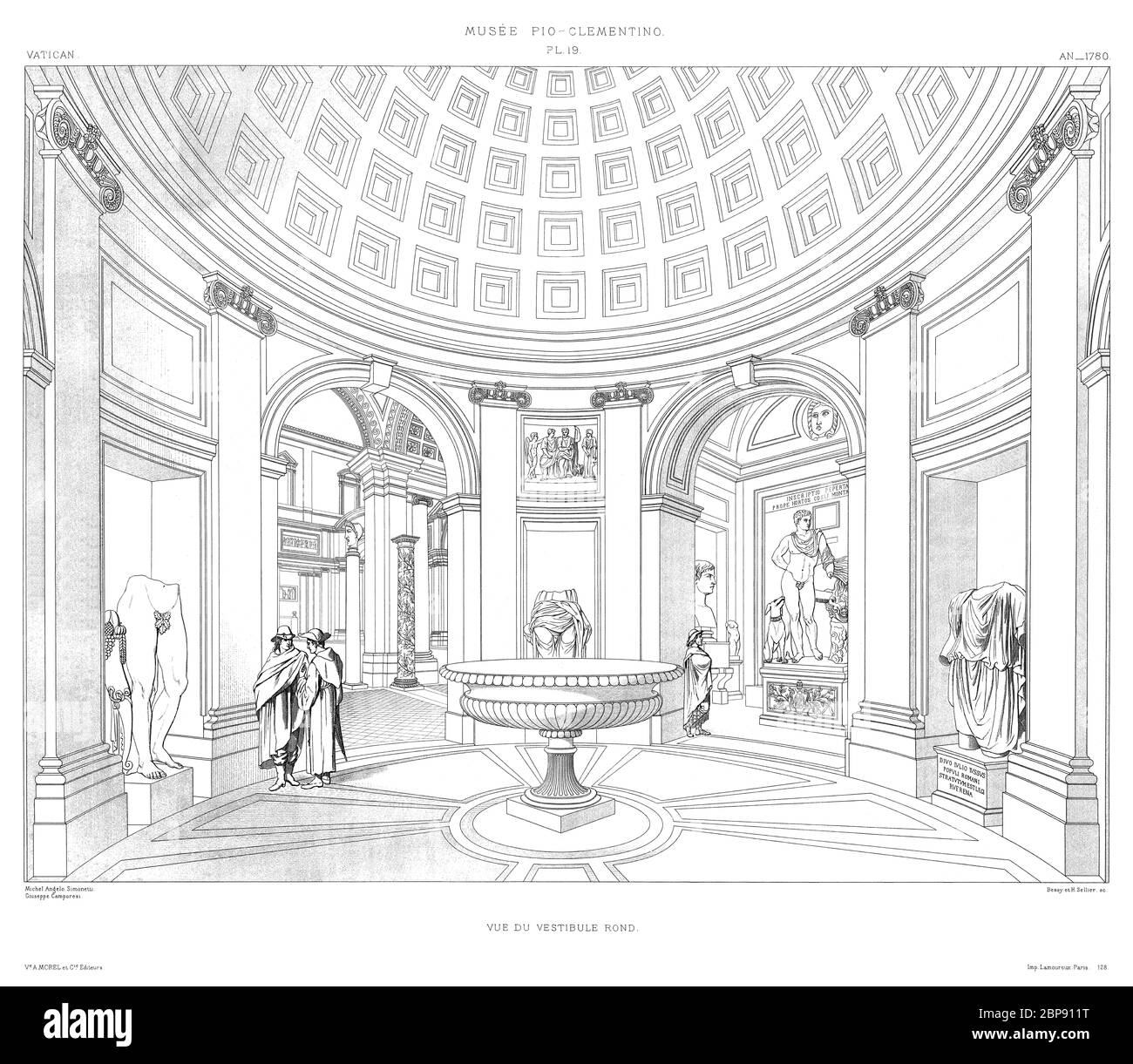 Rome, The Vatican: Pio Clementino Museum. View of the Round Hall 1780 ...
