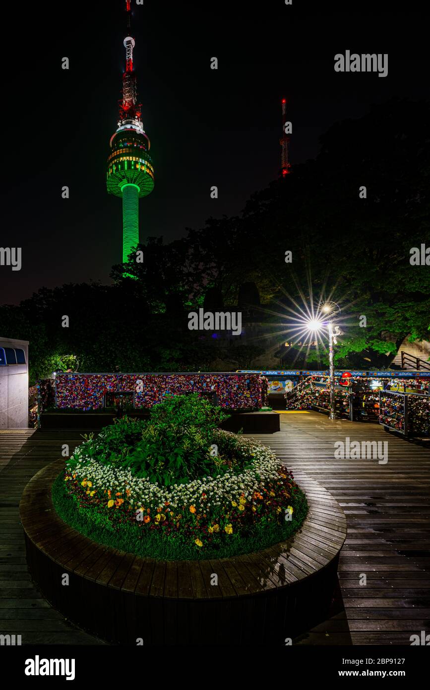 Seoul, South Korea - 16 May 2020: Namsan Tower is a popular walking ...
