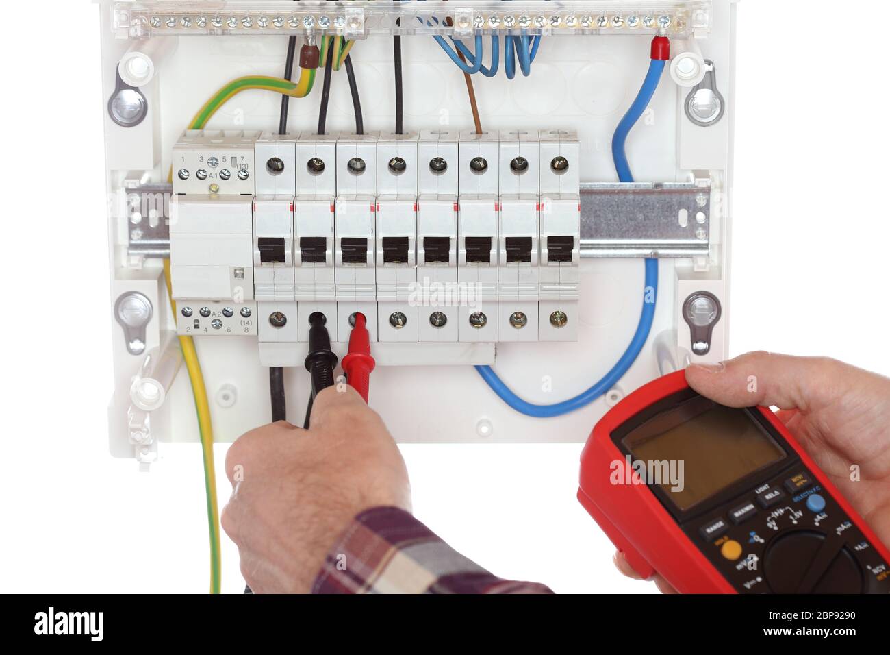 electrician is testing an electrical circuit with tool Stock Photo - Alamy