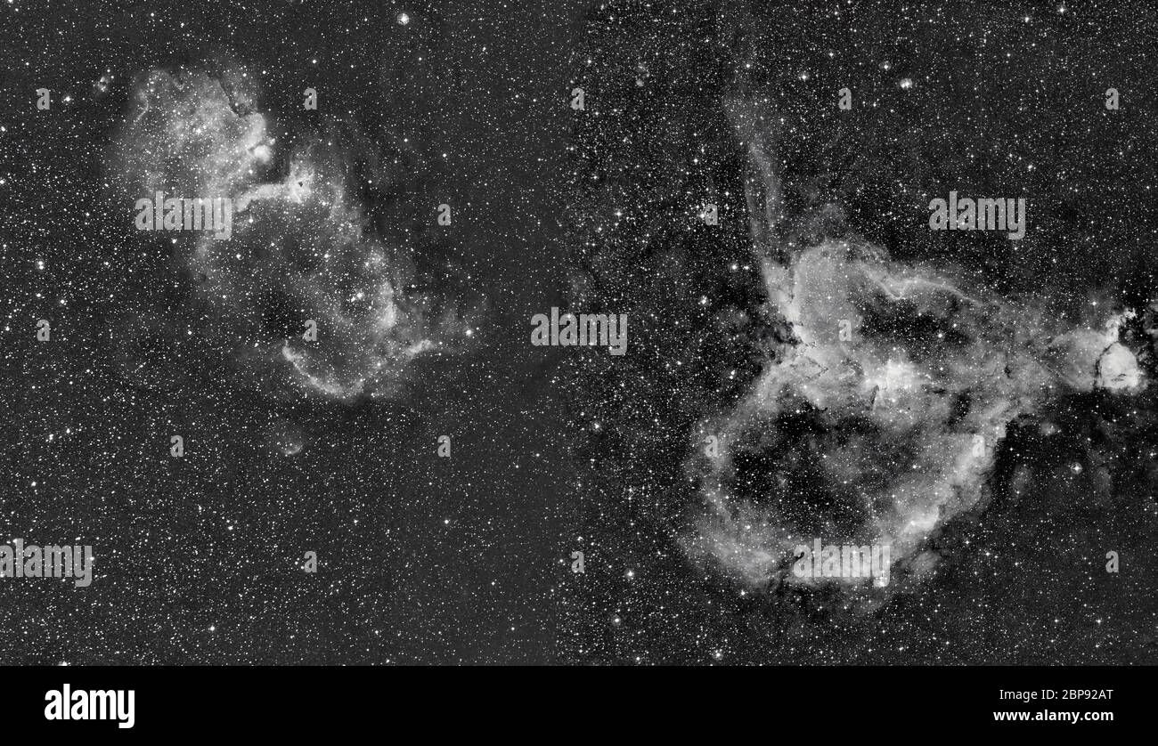 The vast Heart and Soul Nebula in Cassiopeia, IC 1805 & Westerhout 5, imaged in narrowband ...
