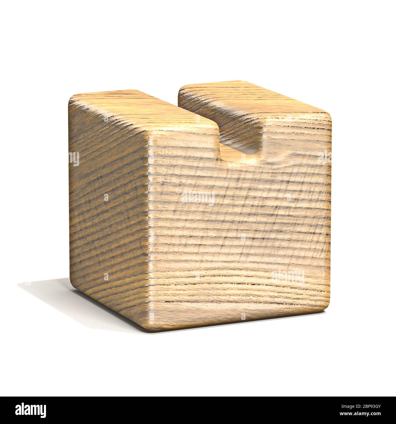 Solid wooden cube font Letter U 3D render illustration isolated on ...