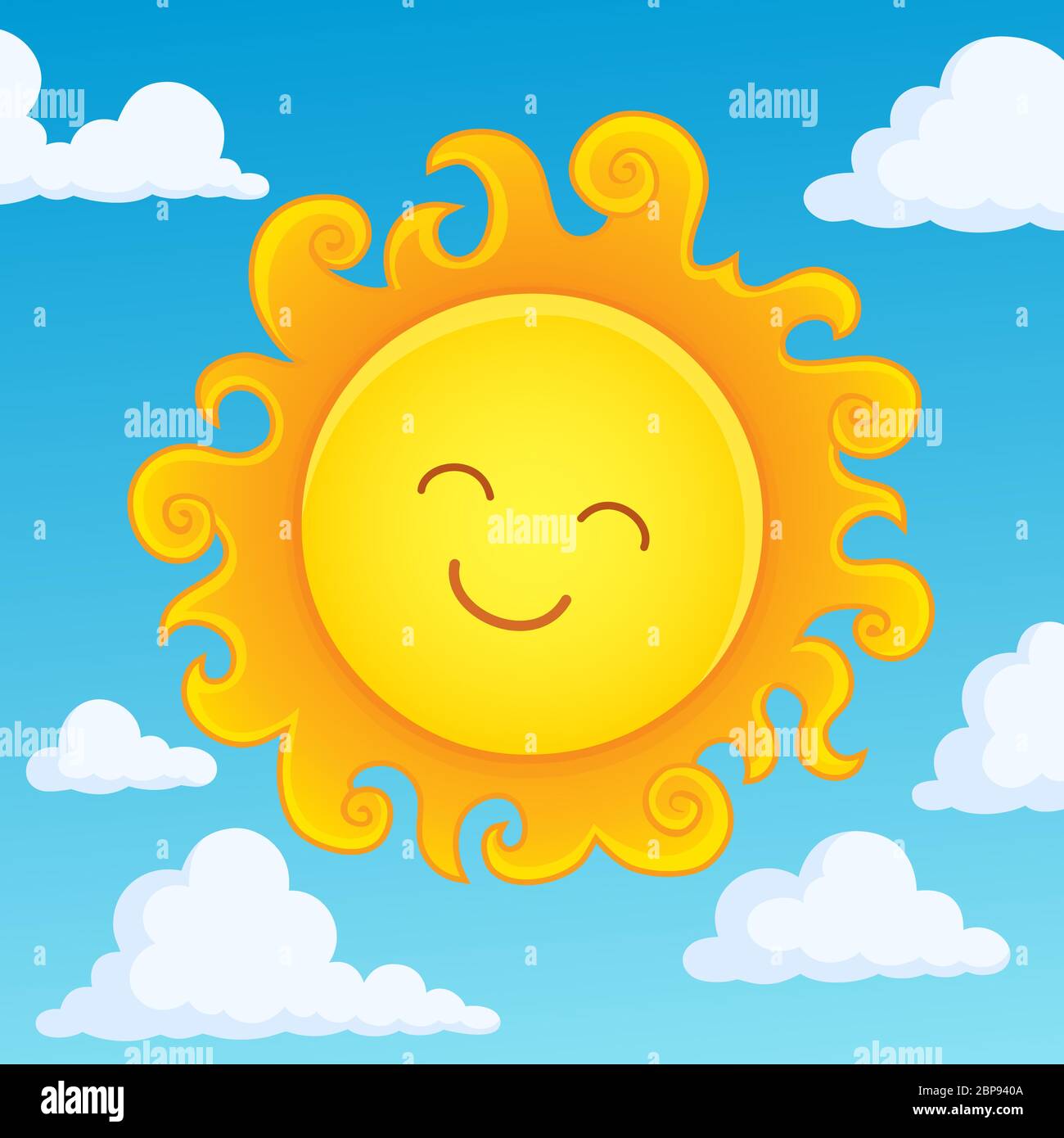 Happy sleeping sun theme image 4 - picture illustration Stock Photo - Alamy
