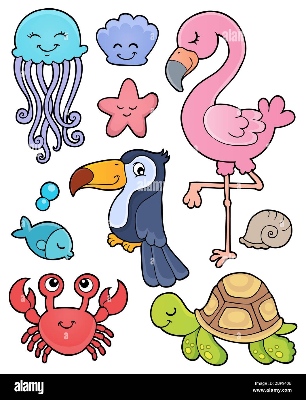 Summer animals theme set 1 - picture illustration Stock Photo - Alamy