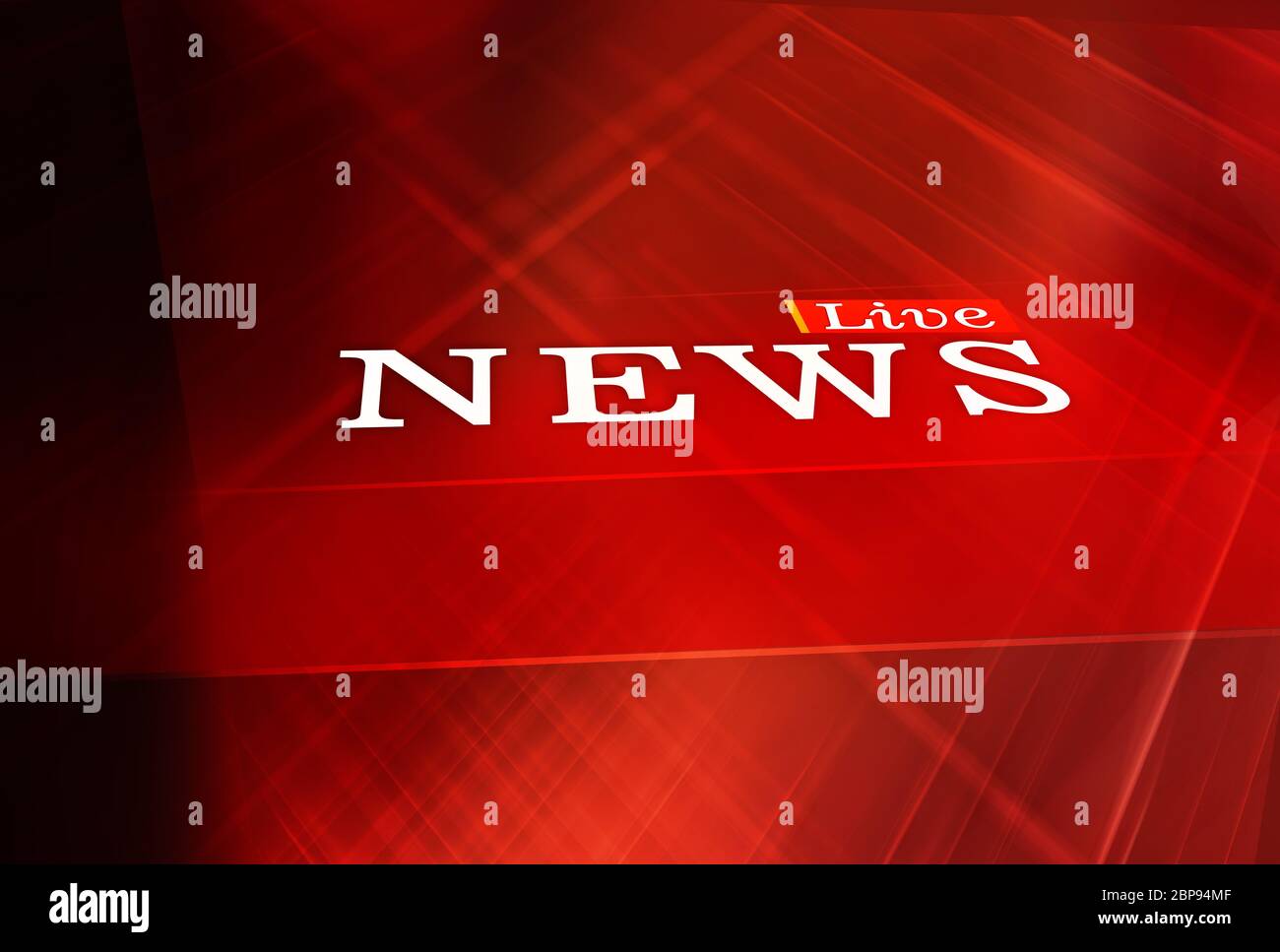 Abstract red theme background with live news text in depth, suitable ...