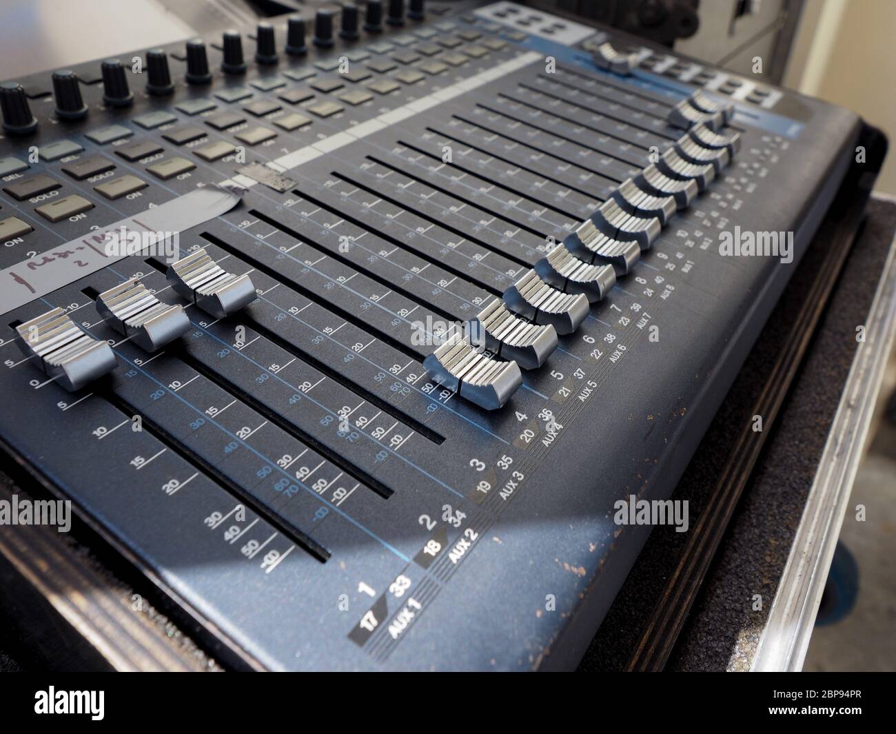 Detail of a soundboard mixer electronic device Stock Photo - Alamy