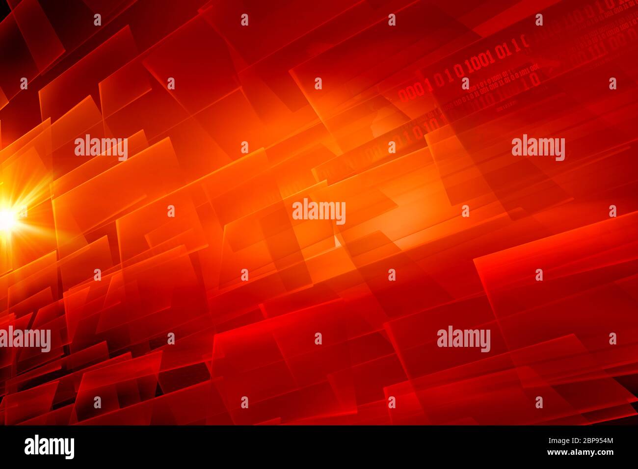 Graphical abstract digital red theme background with binary code and ...