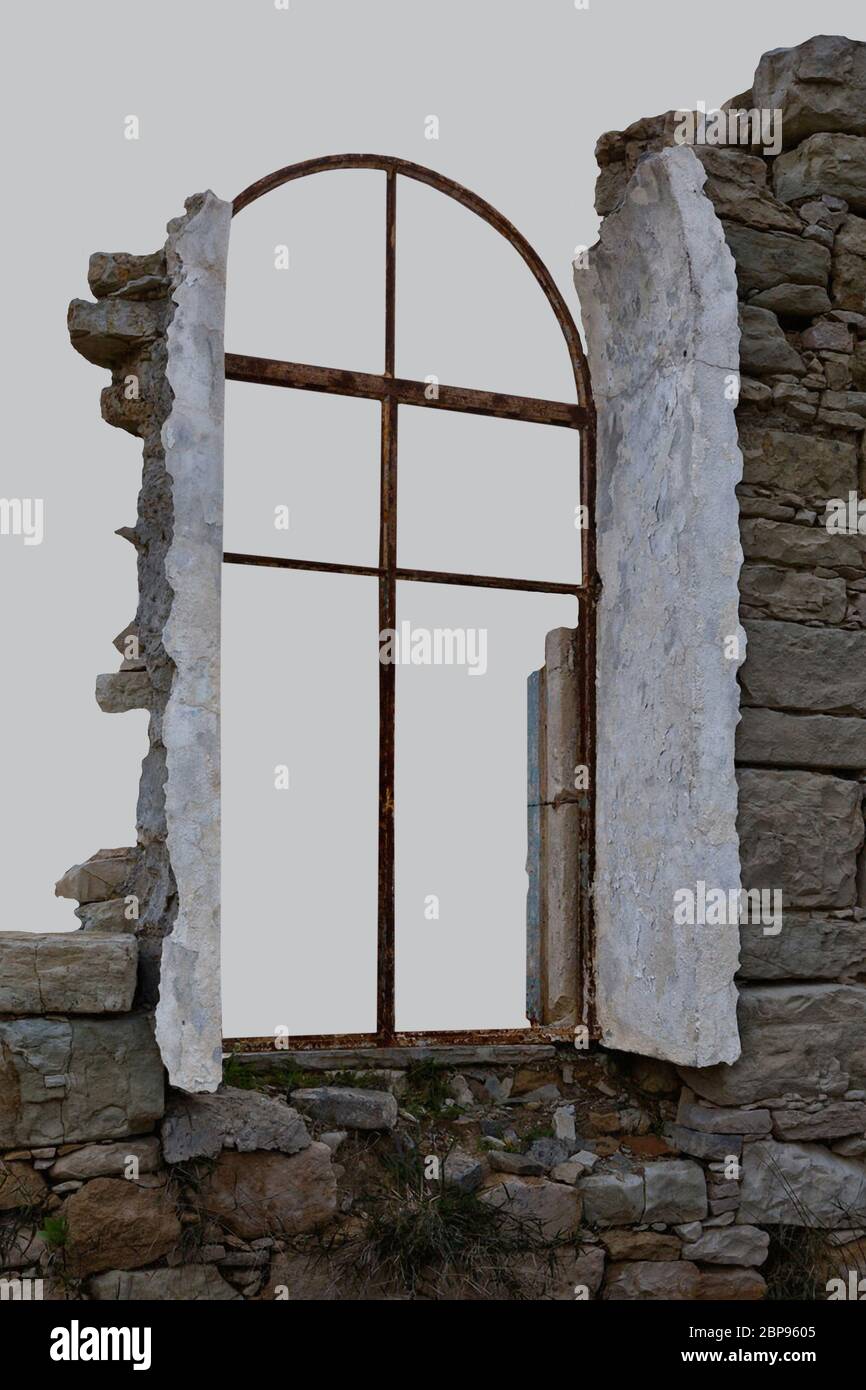 Ruins of an old house with a broken window Stock Photo - Alamy