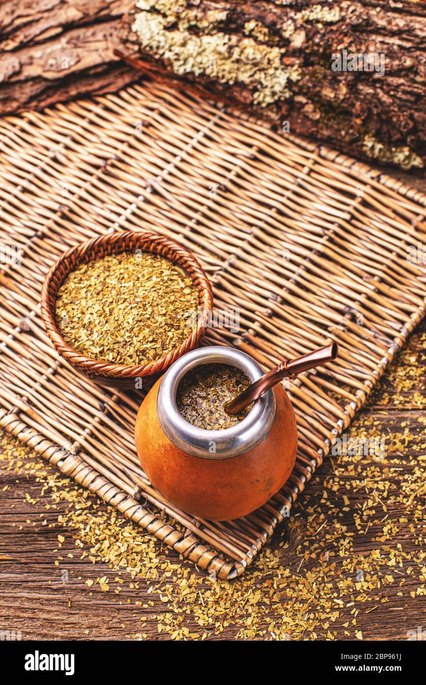 Mate in a traditional calabash gourd with bombilla Stock Photo - Alamy