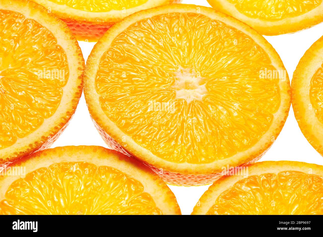 Fresh sliced orange fruit isolated on white background Stock Photo - Alamy
