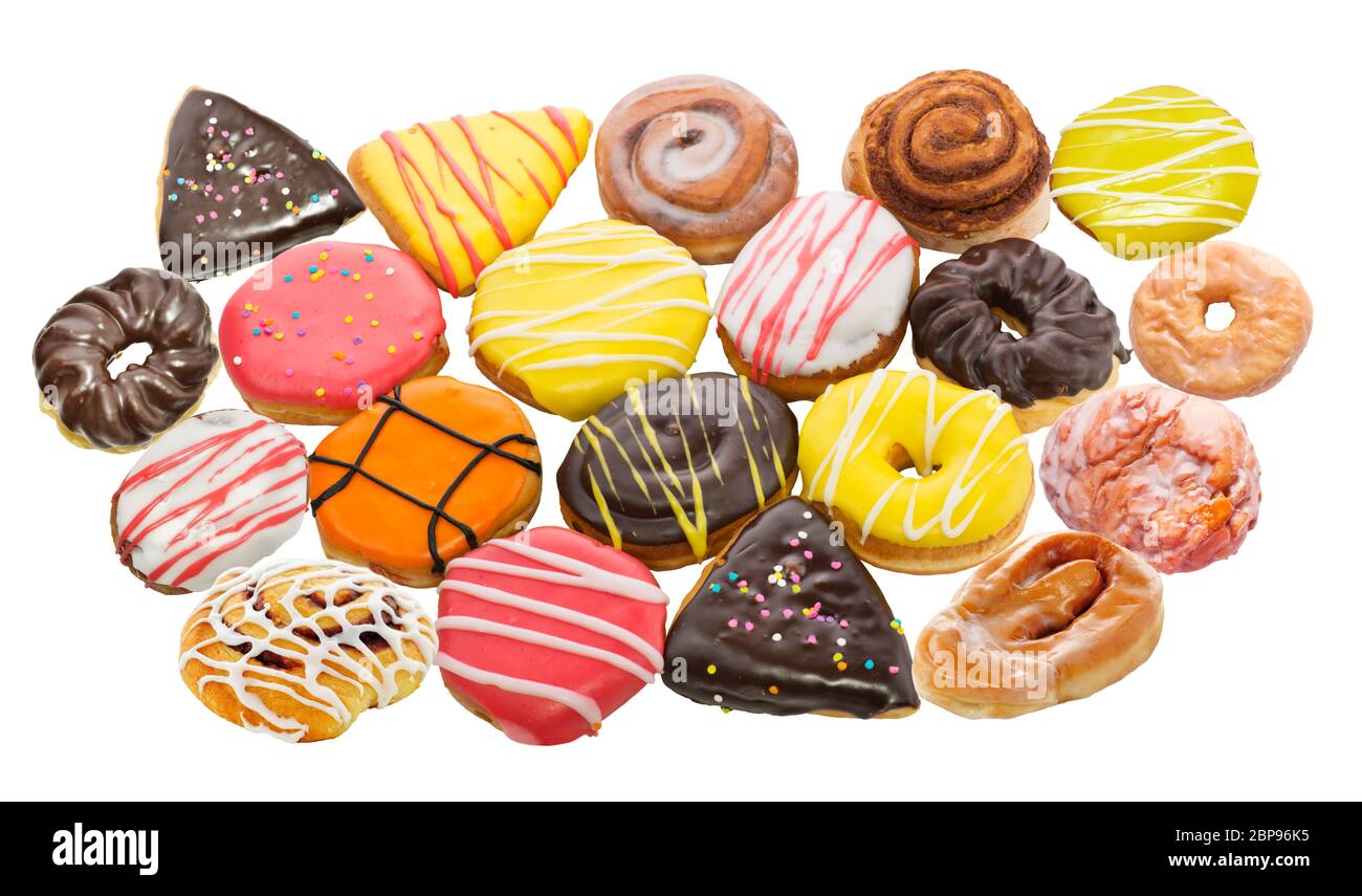 Donuts Mix Isolated on White Background Stock Photo - Alamy