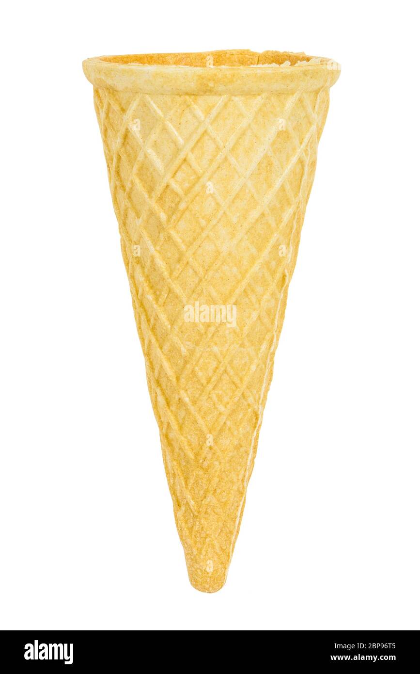 Empty ice cream cone isolated on white background with clipping path ...