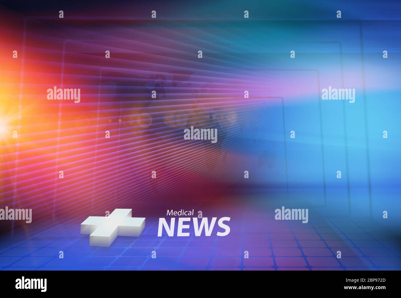 Graphical medical news background with lens flare at left edge, 3d ...
