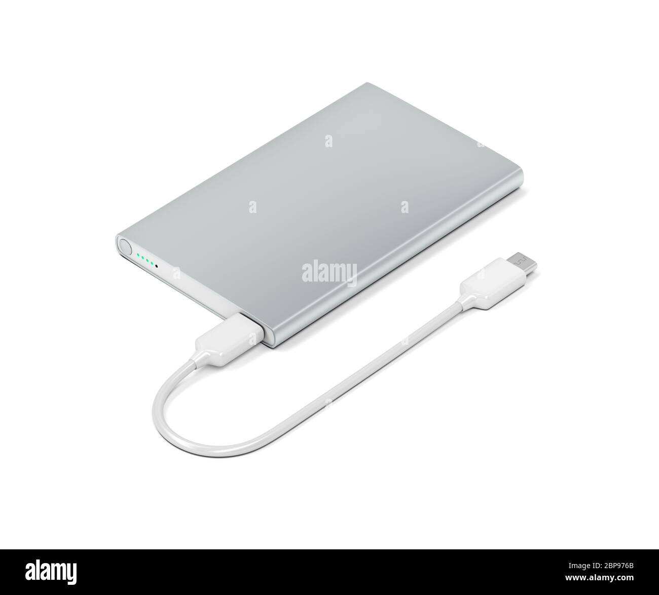 Big power bank with usb-c cable on white background Stock Photo - Alamy