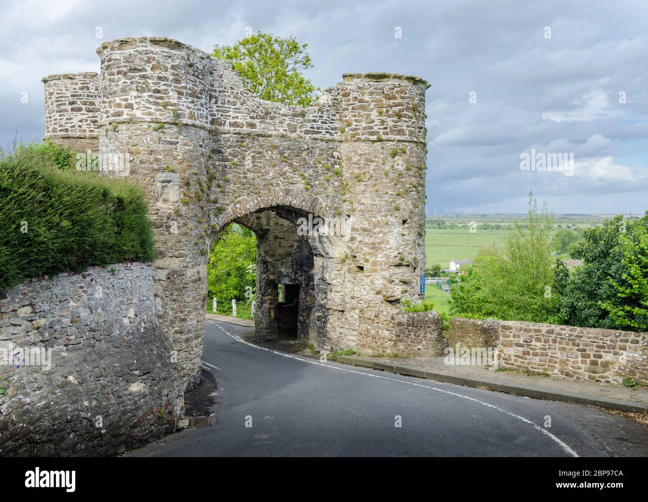 Ancient stone gateway circa 1300, to the small town of Winchelsea, East ...