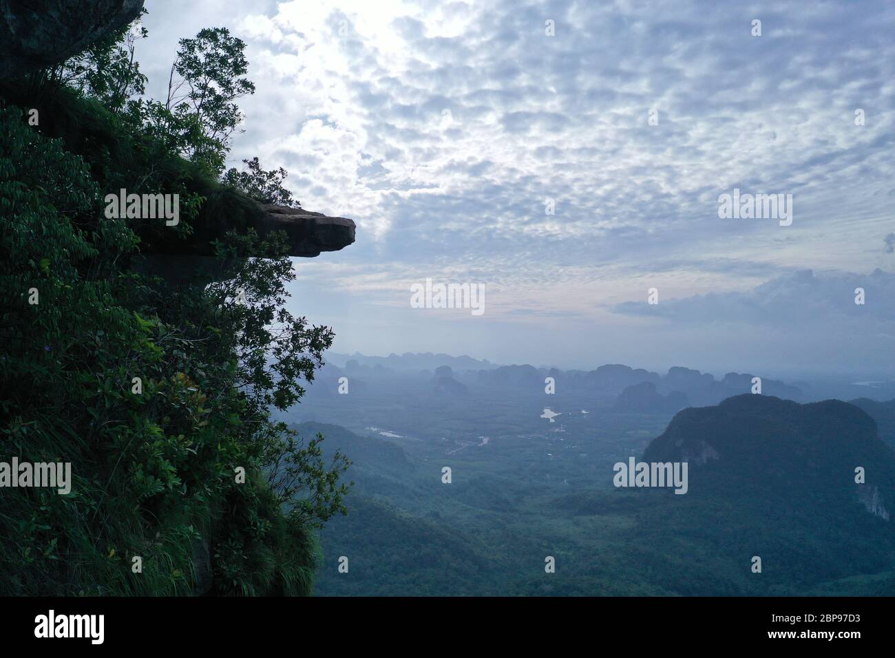 Aerial drone view of beautiful rocky mountain view point over ...