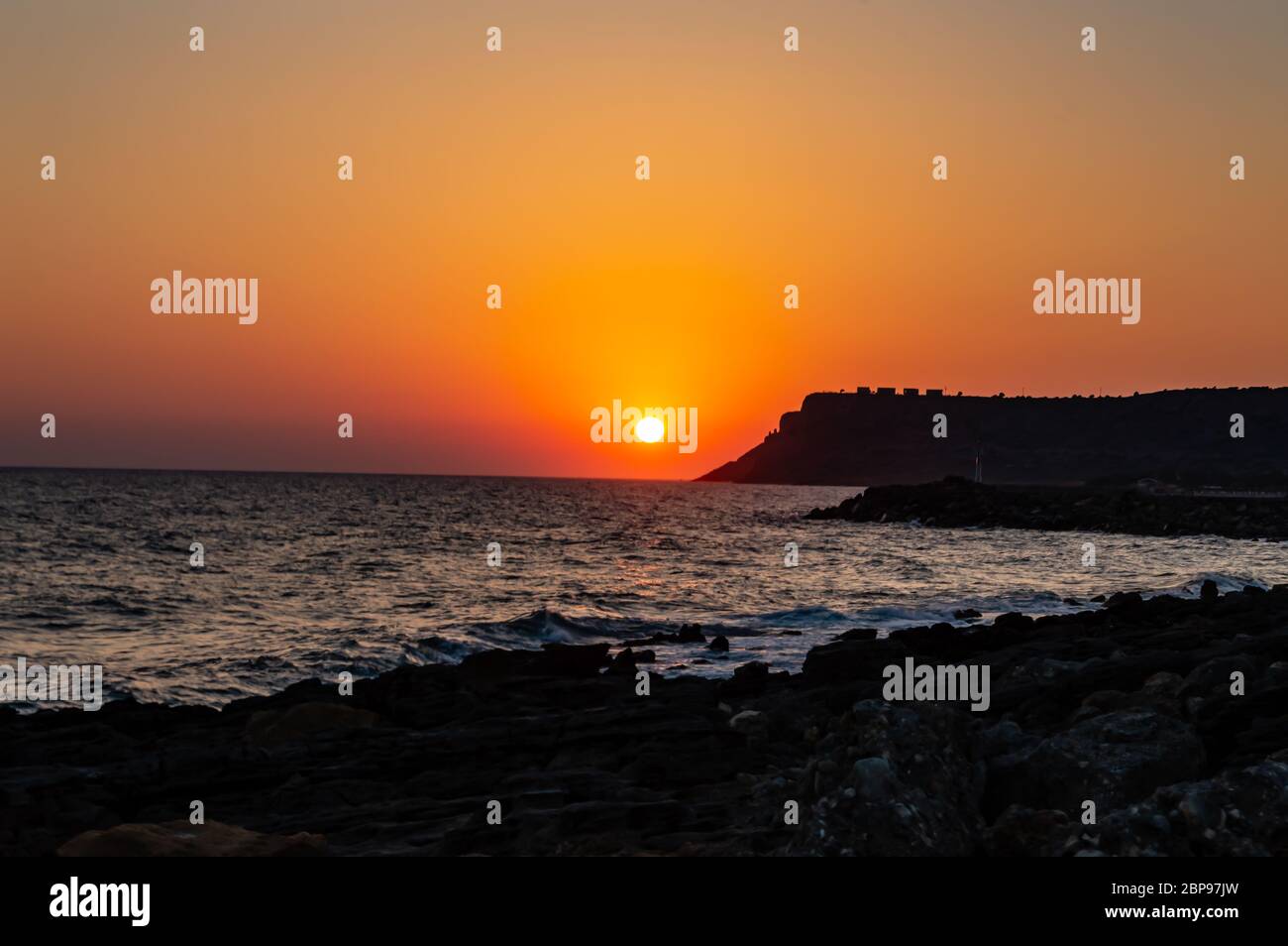 Sunrise at Sissi, Crete. Sunrise over the sea at Sissi on the north ...