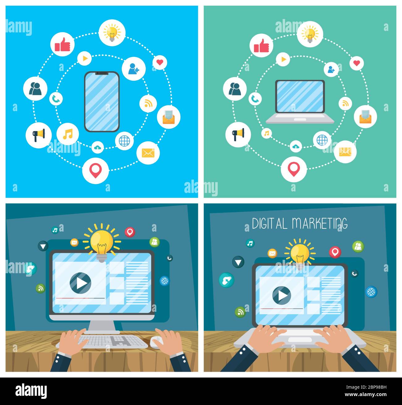 digital marketing tech with electronic devices Stock Vector Image & Art - Alamy