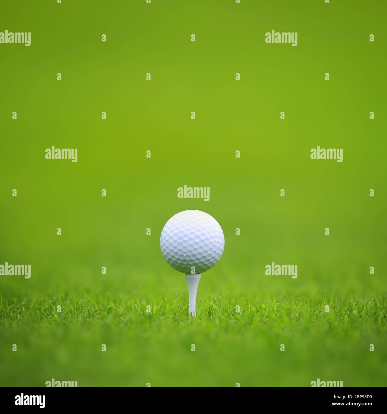 Golf ball on tee on green grass of golf course background, backgrounds ...