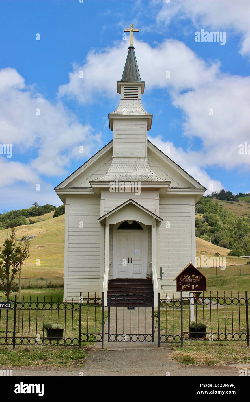 Old St. Mary's Church, Nicasio, California Stock Photo - Alamy
